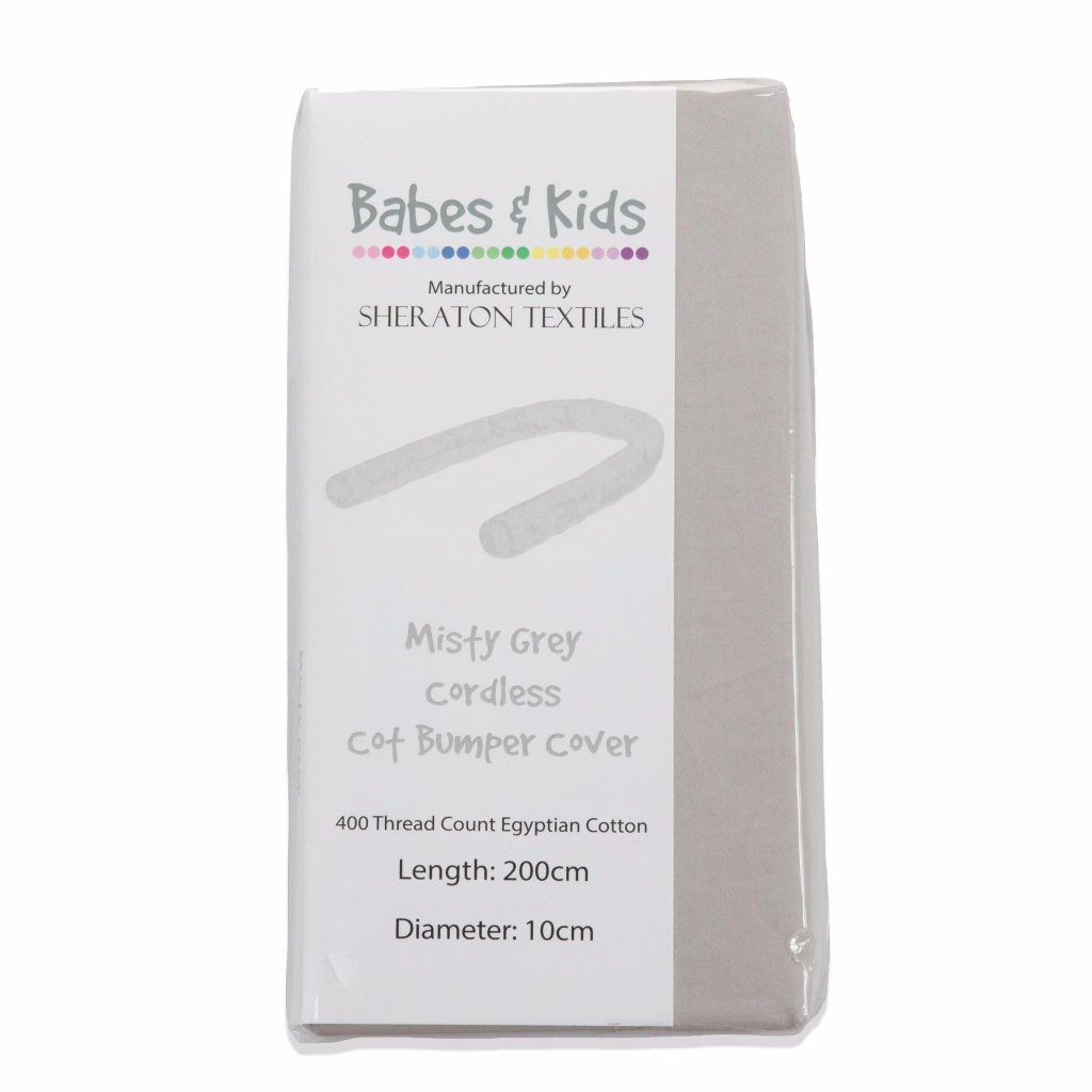 Grey Cordless Cot Bumper Cover – Babes & Kids | Cot Sheets, Cot Bedding ...